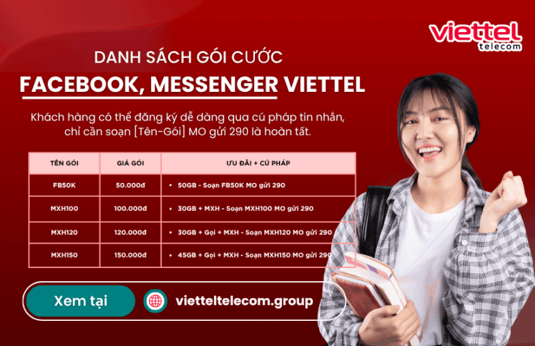 Viettel tung 20+ gói mạng Facebook, Messenger 1 ngày, 1 tháng